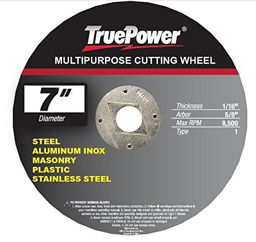 TruePower 7" Multi Function / Purpose Cut Off Wheel, One Blade Cuts Al ...